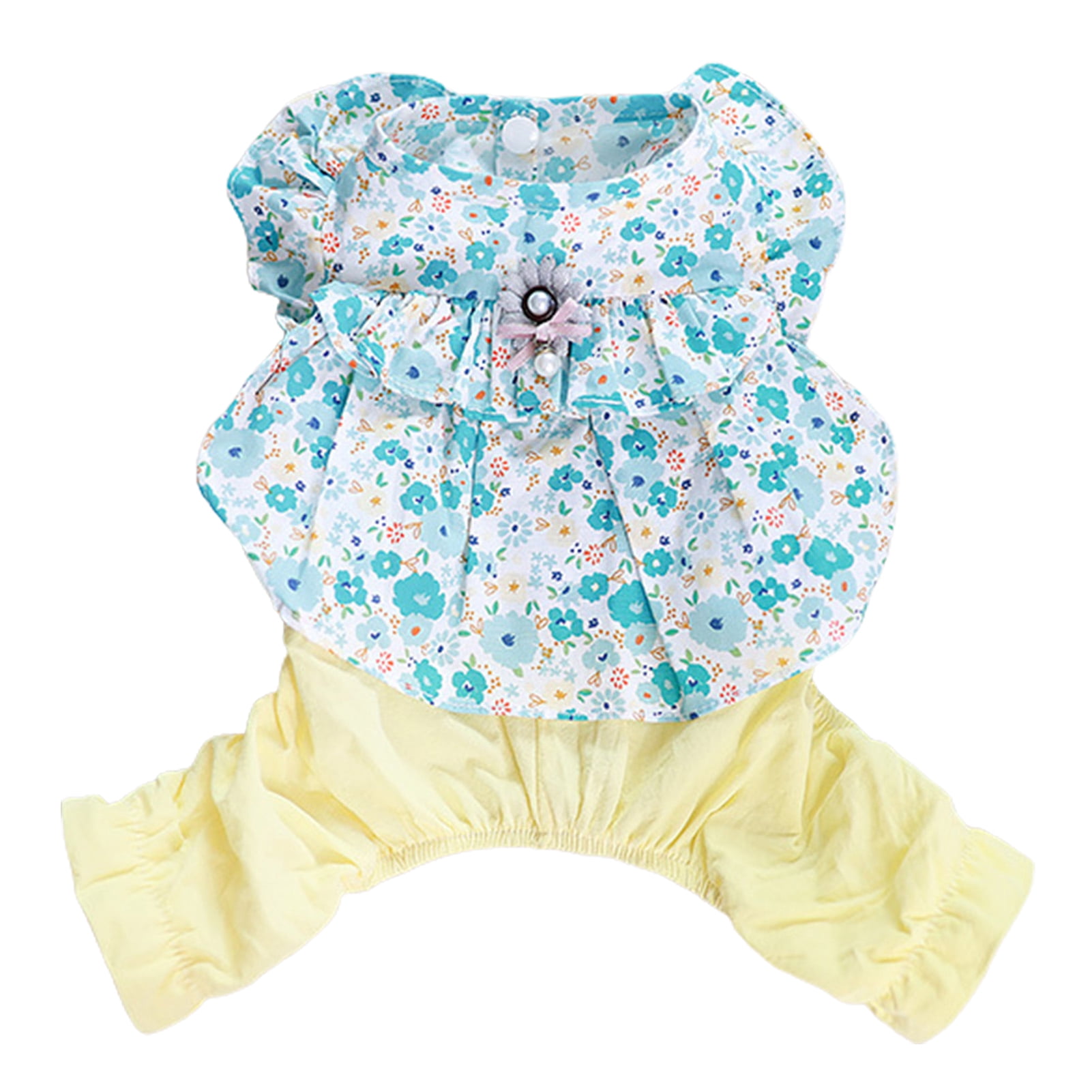 Vintage Style Floral Print Faux Pearl Summer Dog Dress - Cute Tiny Dog ...