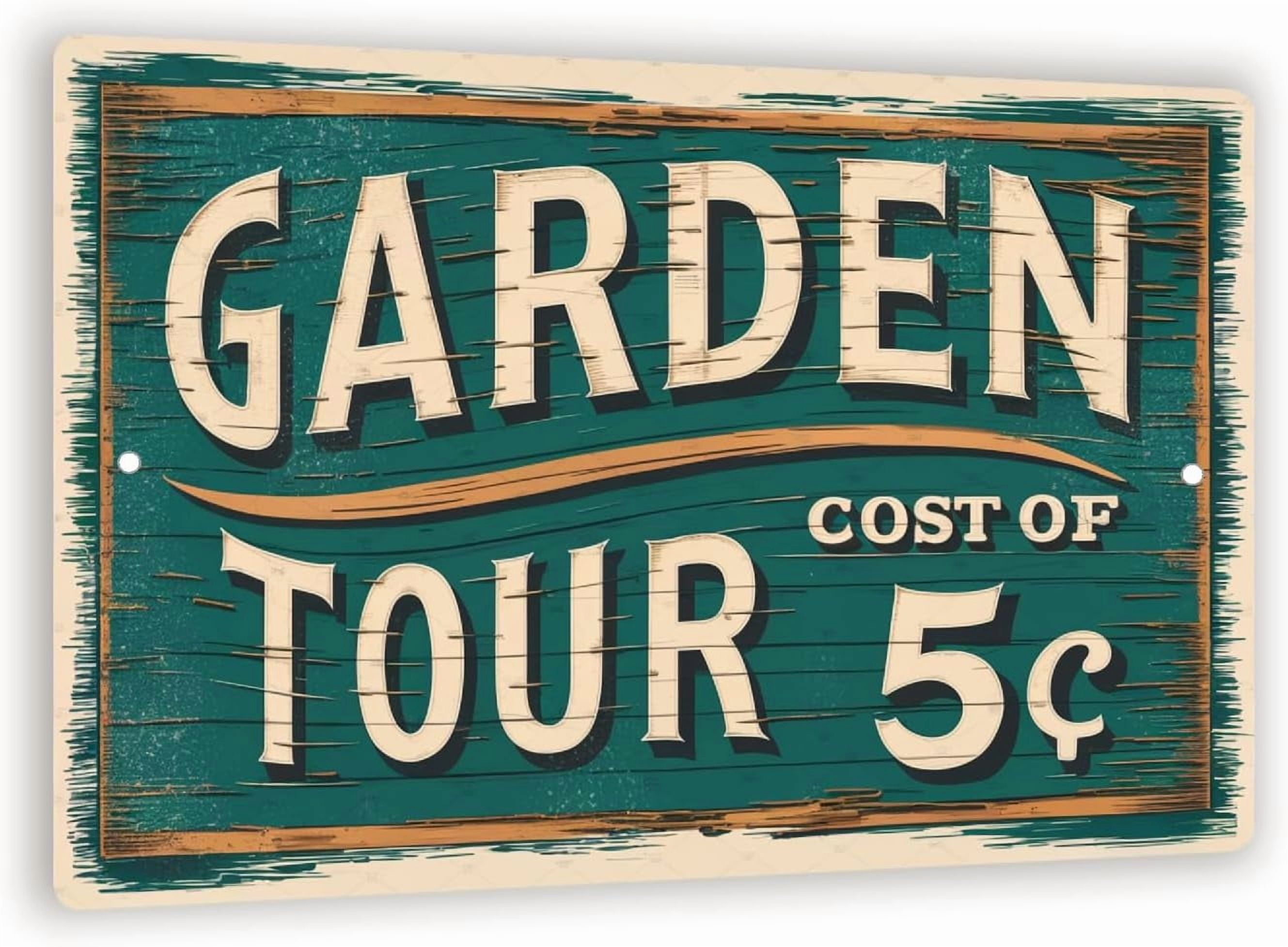 Vintage-Style "Garden Tour" Metal Sign - Rustic Green Decor with Bold ...