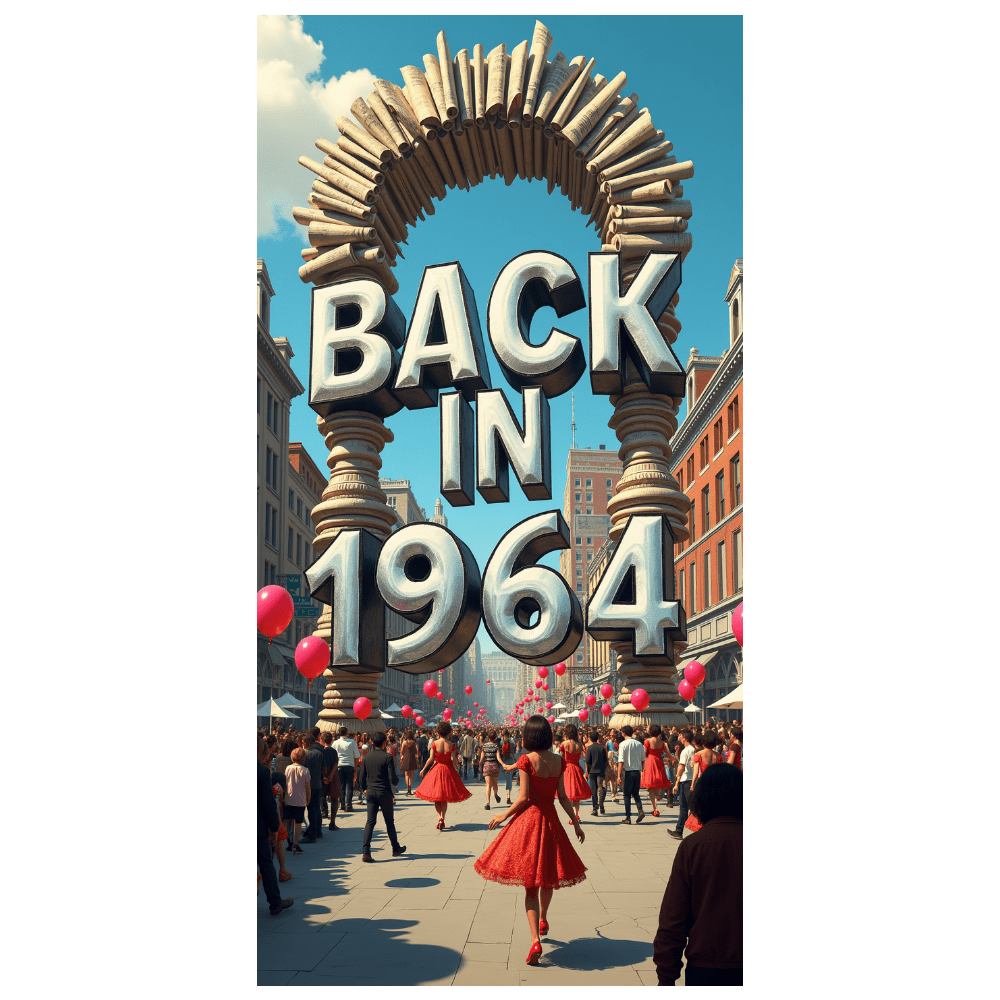 Vintage Style Golden Typewriter Themed Banner with Back in 1964 Text ...
