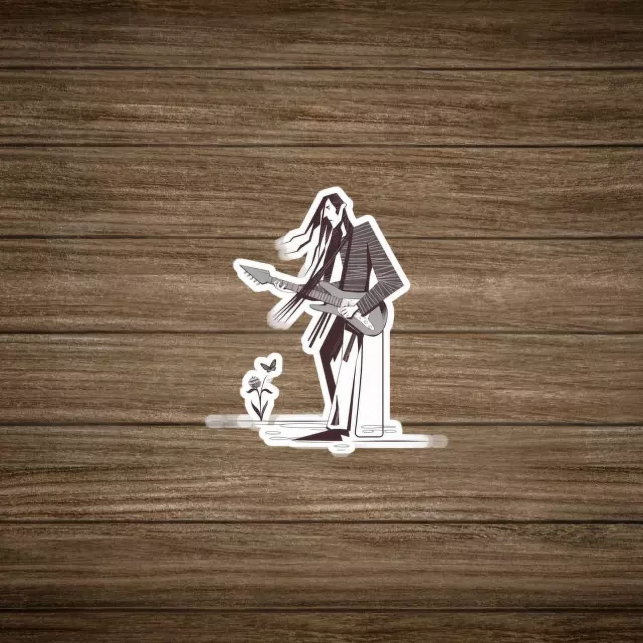 Vintage Style Guitarist Silhouette Sticker - Retro Musician Art ...