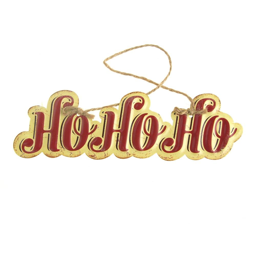 Vintage Style Hanging Metal "Ho Ho Ho" Christmas Sign, Red/Yellow, 8 ...