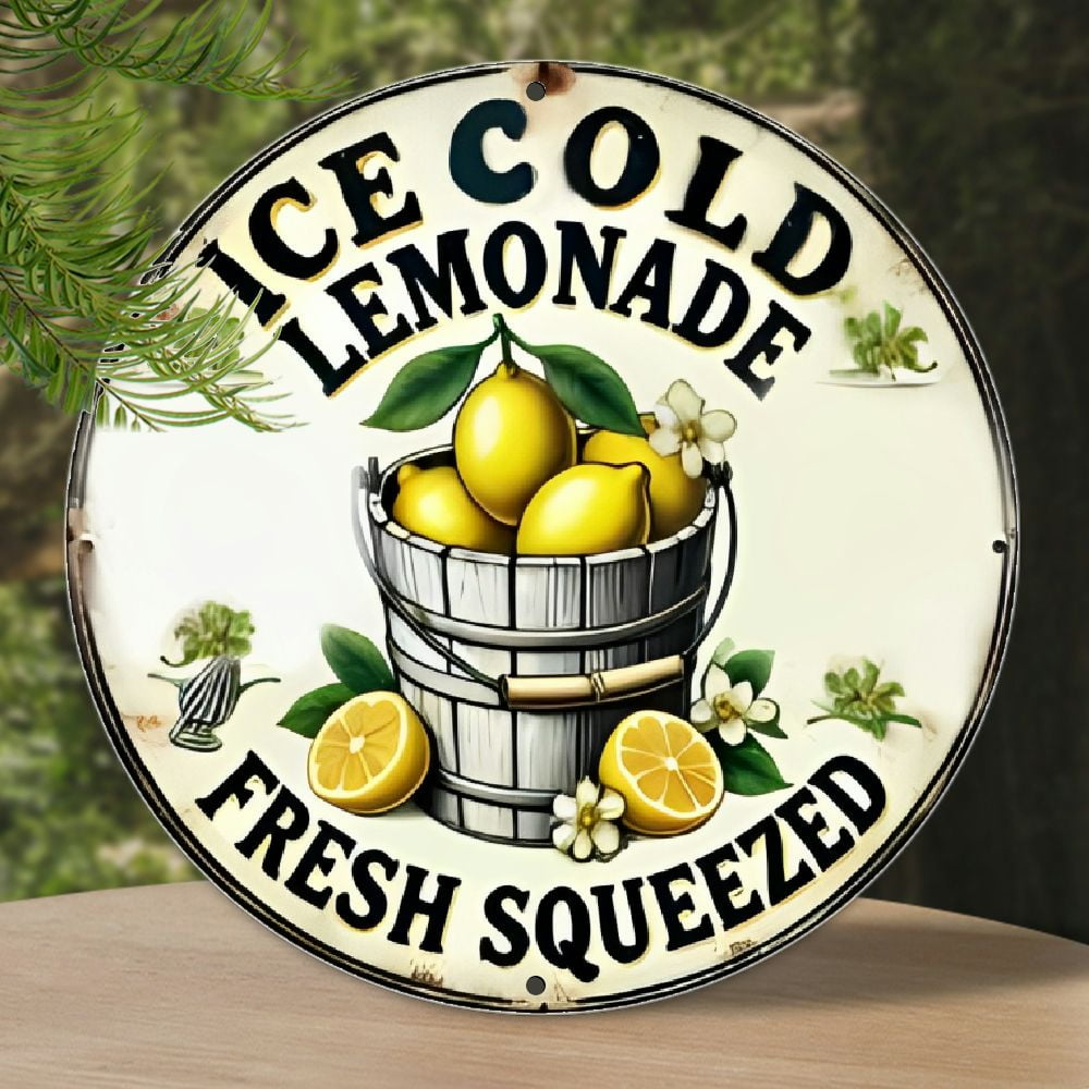 Vintage Style Ice Cold Lemonade Metal Sign, Aluminum Wall Decor 20x20cm ...