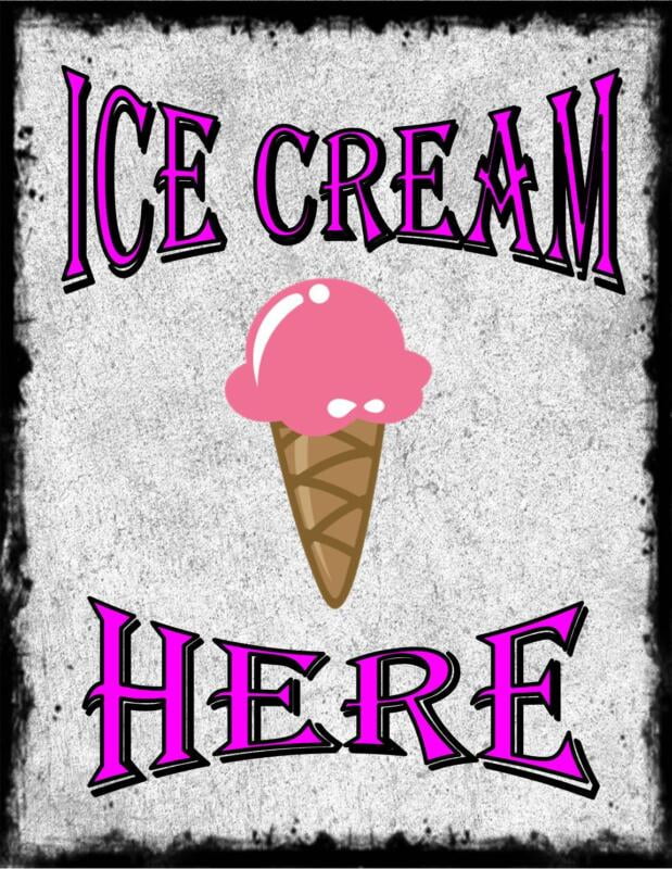 Vintage Style Ice Cream Shop Sign Ice Cream Retro Style Sign Kitchen ...