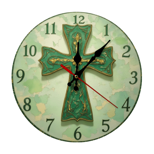 Vintage Style Irish Wall Clock-Weathered Wood Cross, Silent Operation ...