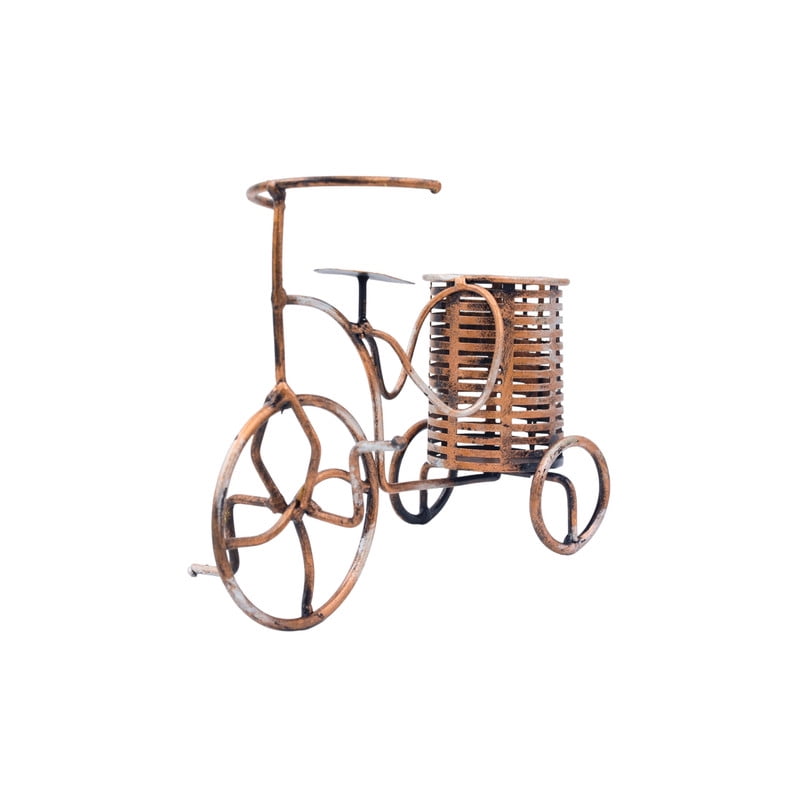 Vintage-Style Iron Bike Pen Stand – Rustic Finish with Ample Pen ...