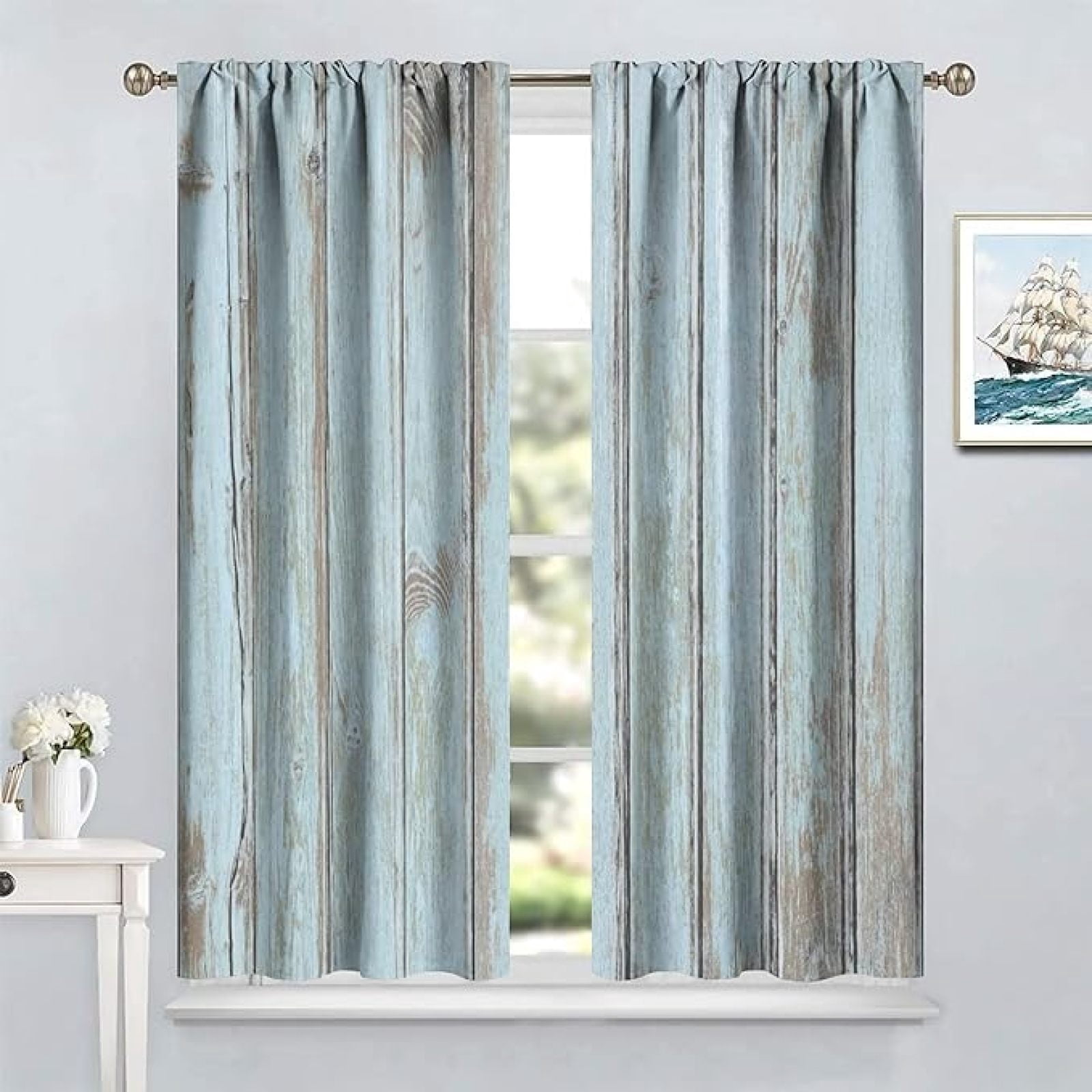 Vintage Style Kitchen Curtains,Rustic Country Farmhouse Barn Door Grey ...