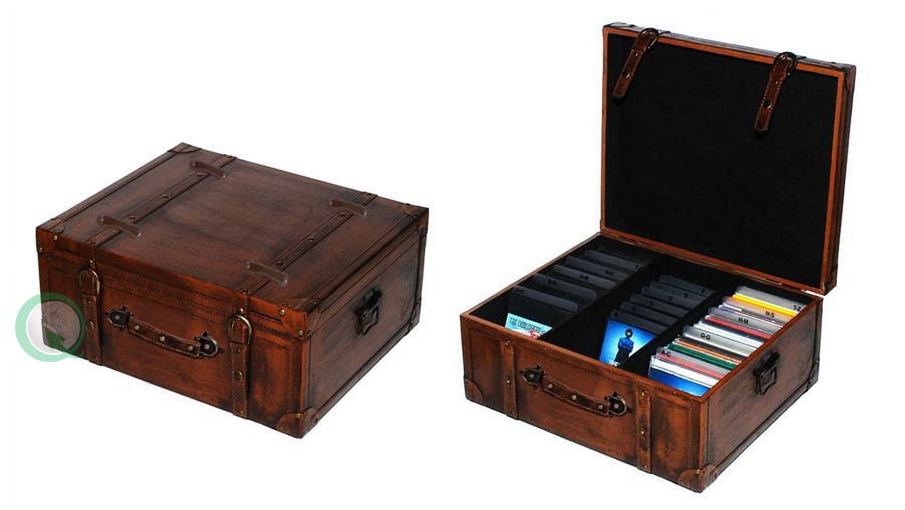 Vintage Style Leather Suitcase - CD Case - Walmart.com