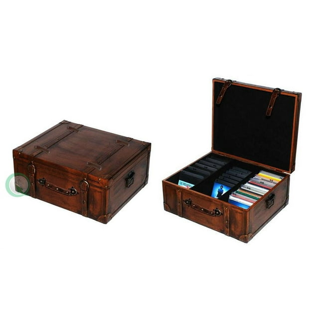 Vintage Style Leather Suitcase - CD Case - Walmart.com