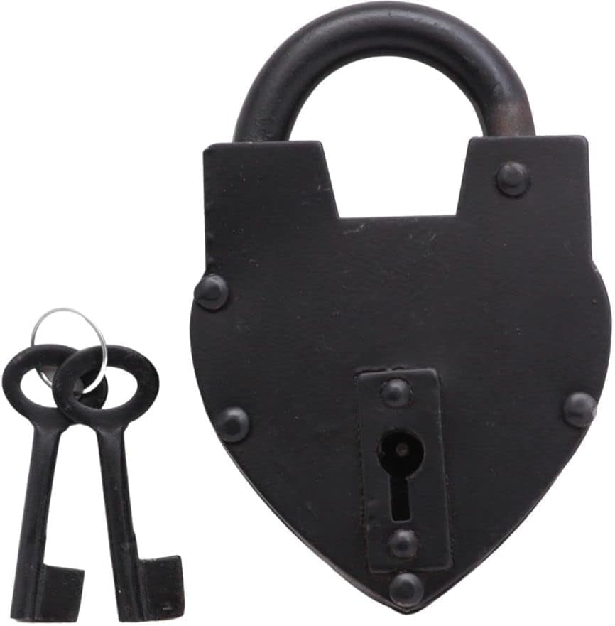 Vintage Style Lock/Antique Preproduction Heart Padlock with Two Skelton ...