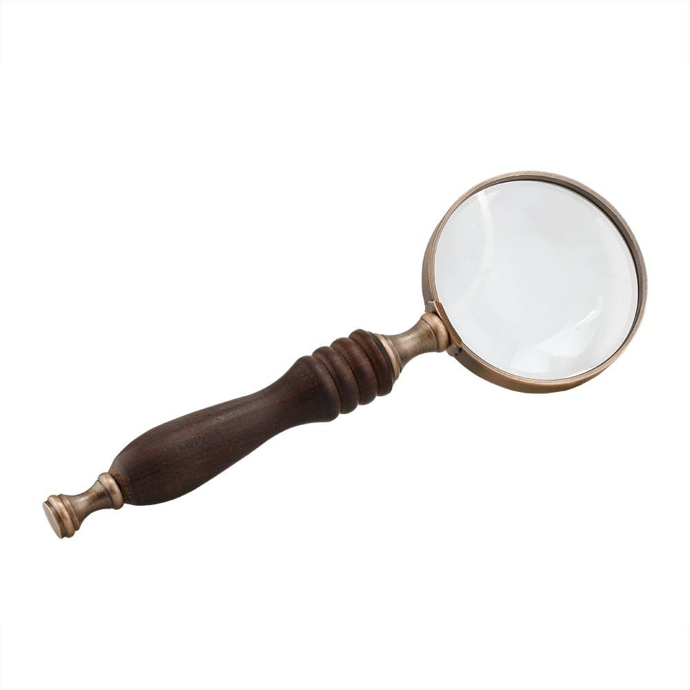 Portable Magnifier, Antique Brass Magnifier with Wooden Handle ...