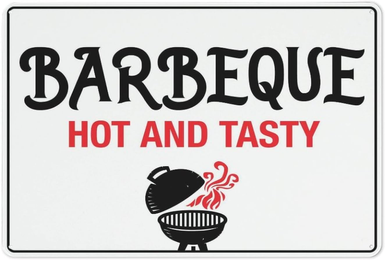 Vintage Style Metal Sign Barbeque Hot And Tasty - 8"x12" - Funny Pool ...