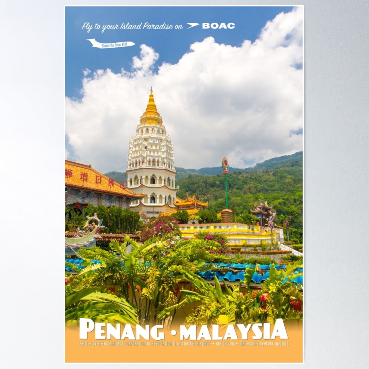 Vintage-Style Penang, Malaysia Travel Poster Poster Wall Art, Modern ...