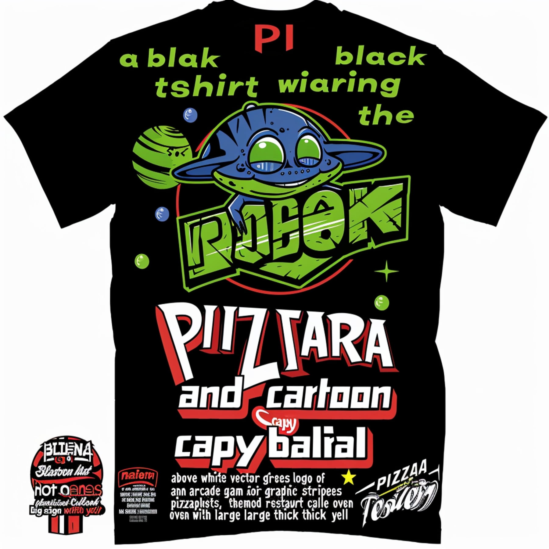 Vintage Style Pizza Planet Arcade Game Alien TShirt Black Tee with ...