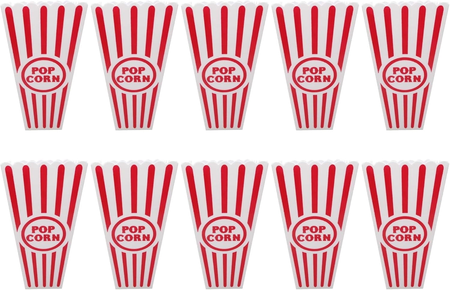 Vintage-Style Plastic Popcorn Buckets – Tall, Reusable Red & White ...
