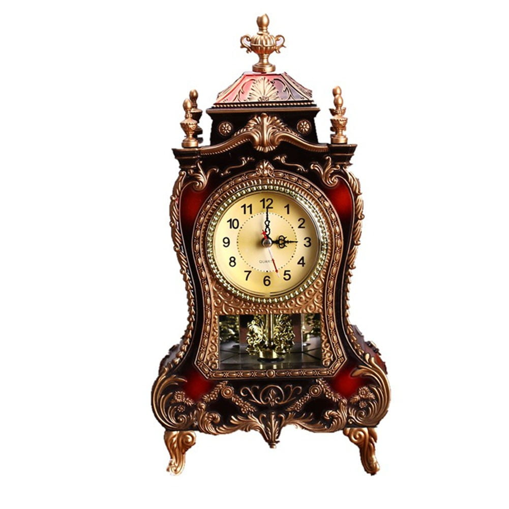 Vintage Style Plastic Table Clock, Brown, Analog Display, 12 Songs ...