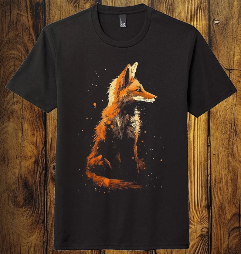 Vintage Style Retro Fox Paint Splatter Graphic Tshirt Design on Black ...