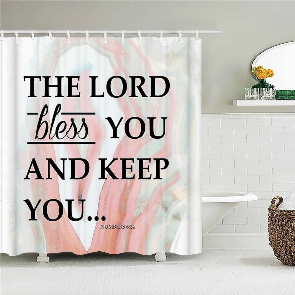 Vintage Style Retro Wood Word Bath Curtain Waterproof Fabric Shower ...