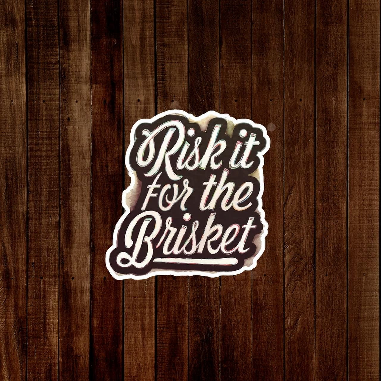 Vintage-Style Risk It For The Brisket Bbq Sticker Decal - Food Pun ...