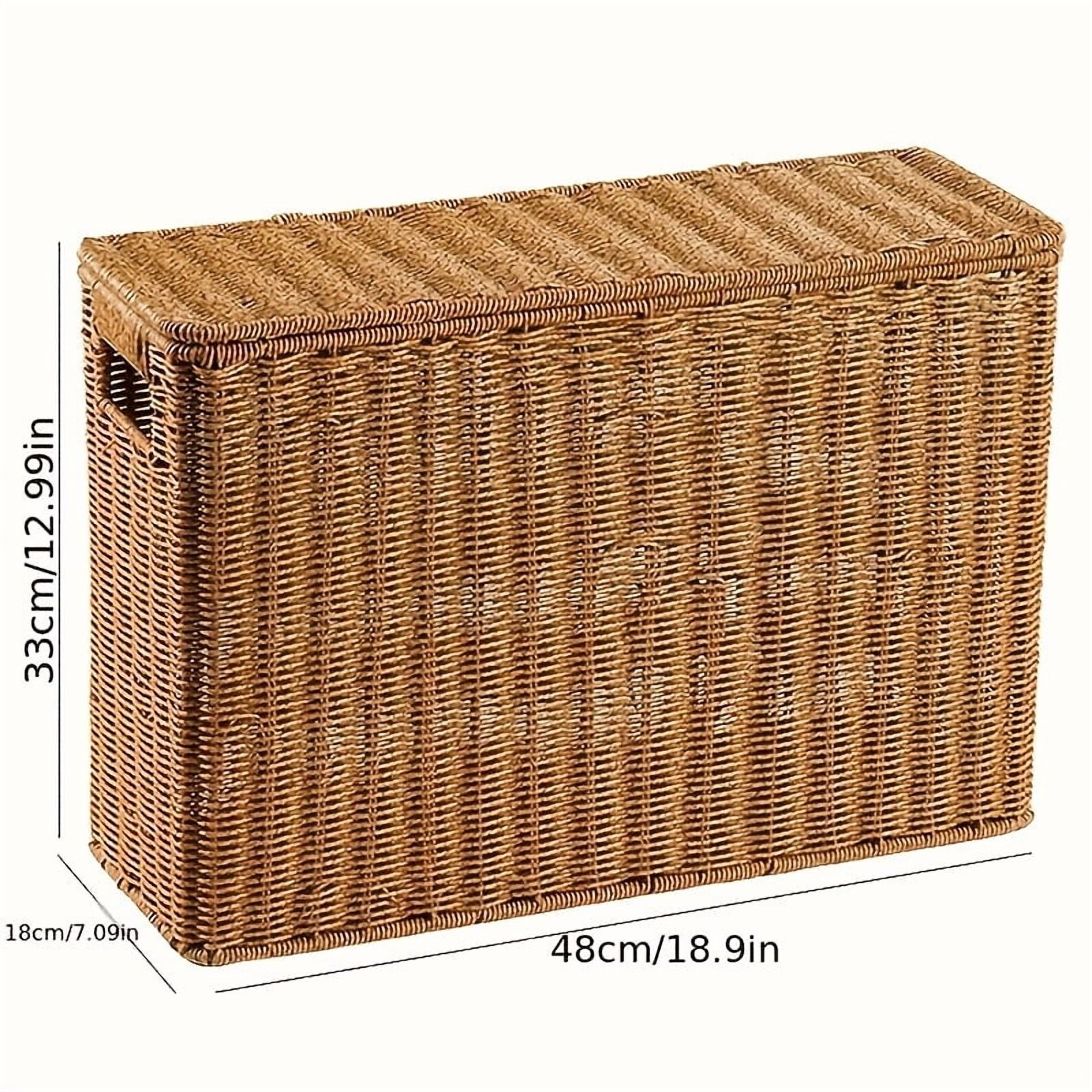 Vintage Style Slim Flat File Storage Basket with Lid – Dustproof PP ...