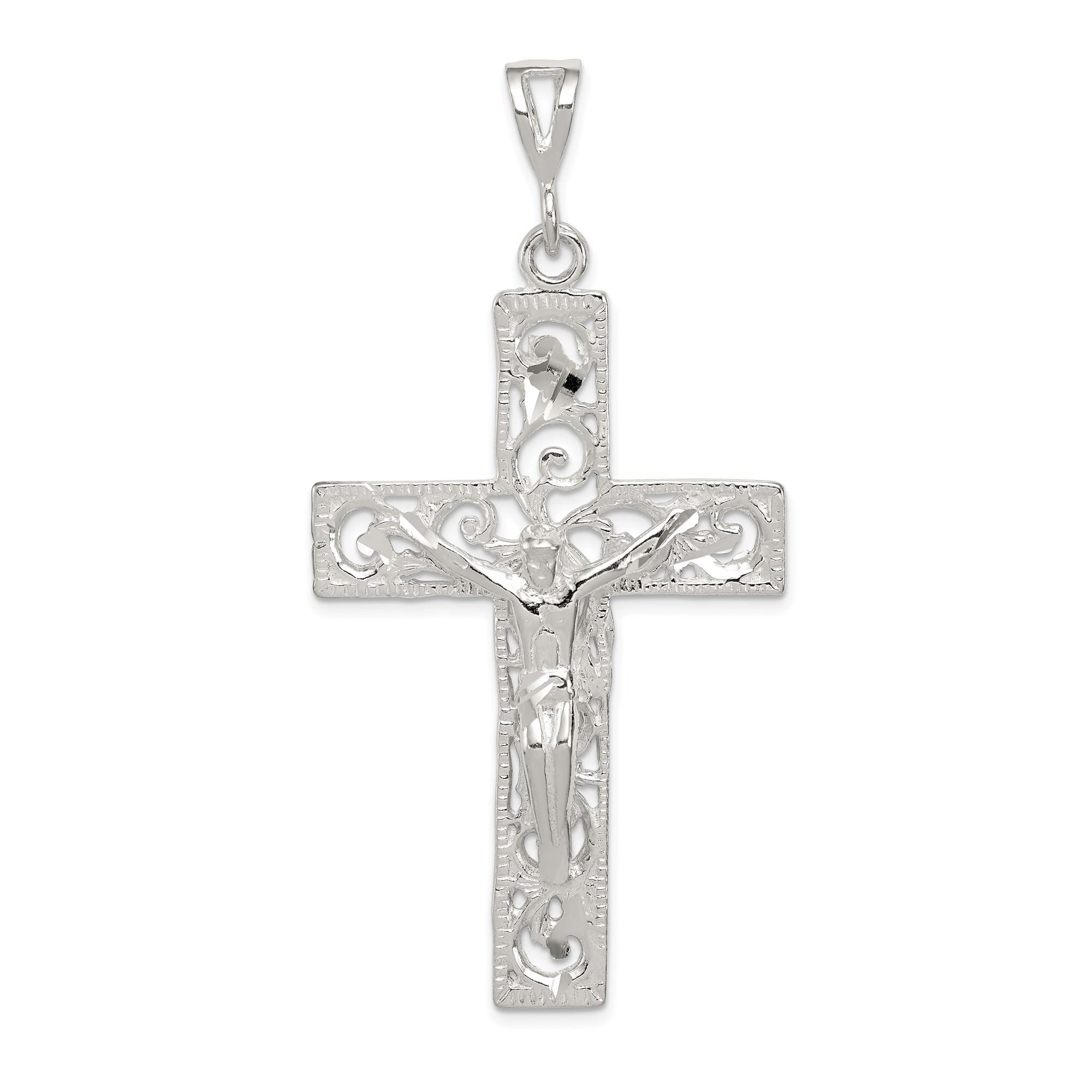 Vintage Style Sterling Silver Crucifix Cross Pendant Necklace for Men ...