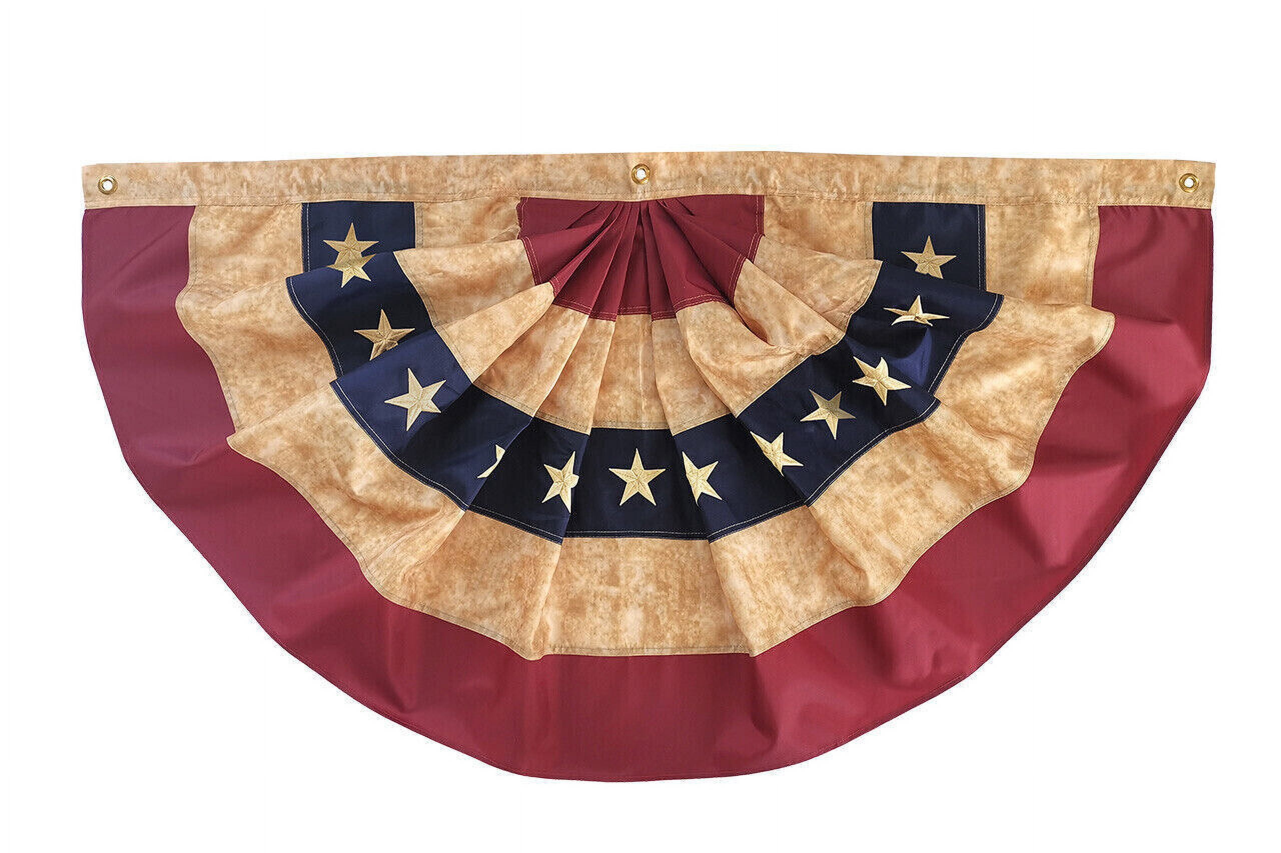 Vintage Style Tea Stained USA Pleated Fan Flag 3X6 Foot Nylon PRINTED ...