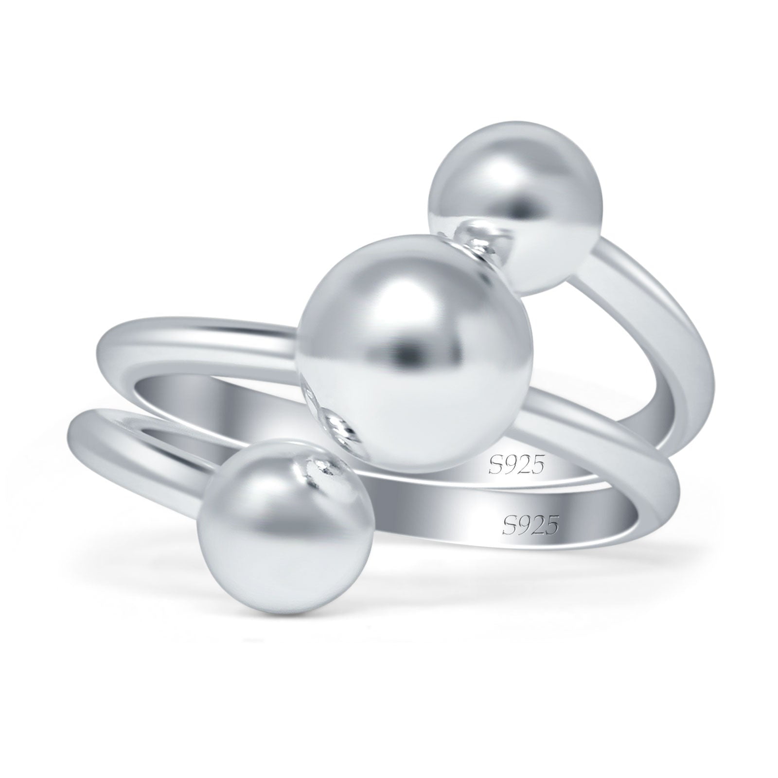 Vintage Style Three Ball Ring 925 Sterling Silver Size 8 - Walmart.com
