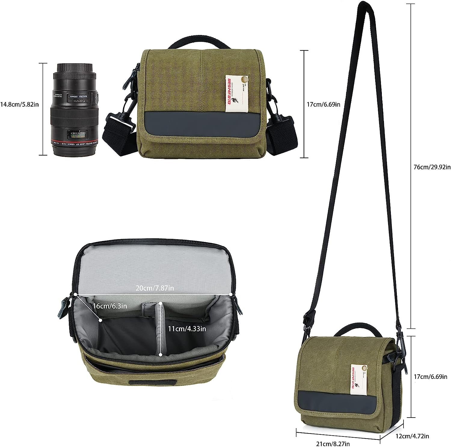 Vintage Style Waterproof Canvas Camera Bag for Mirrorless Cameras ...