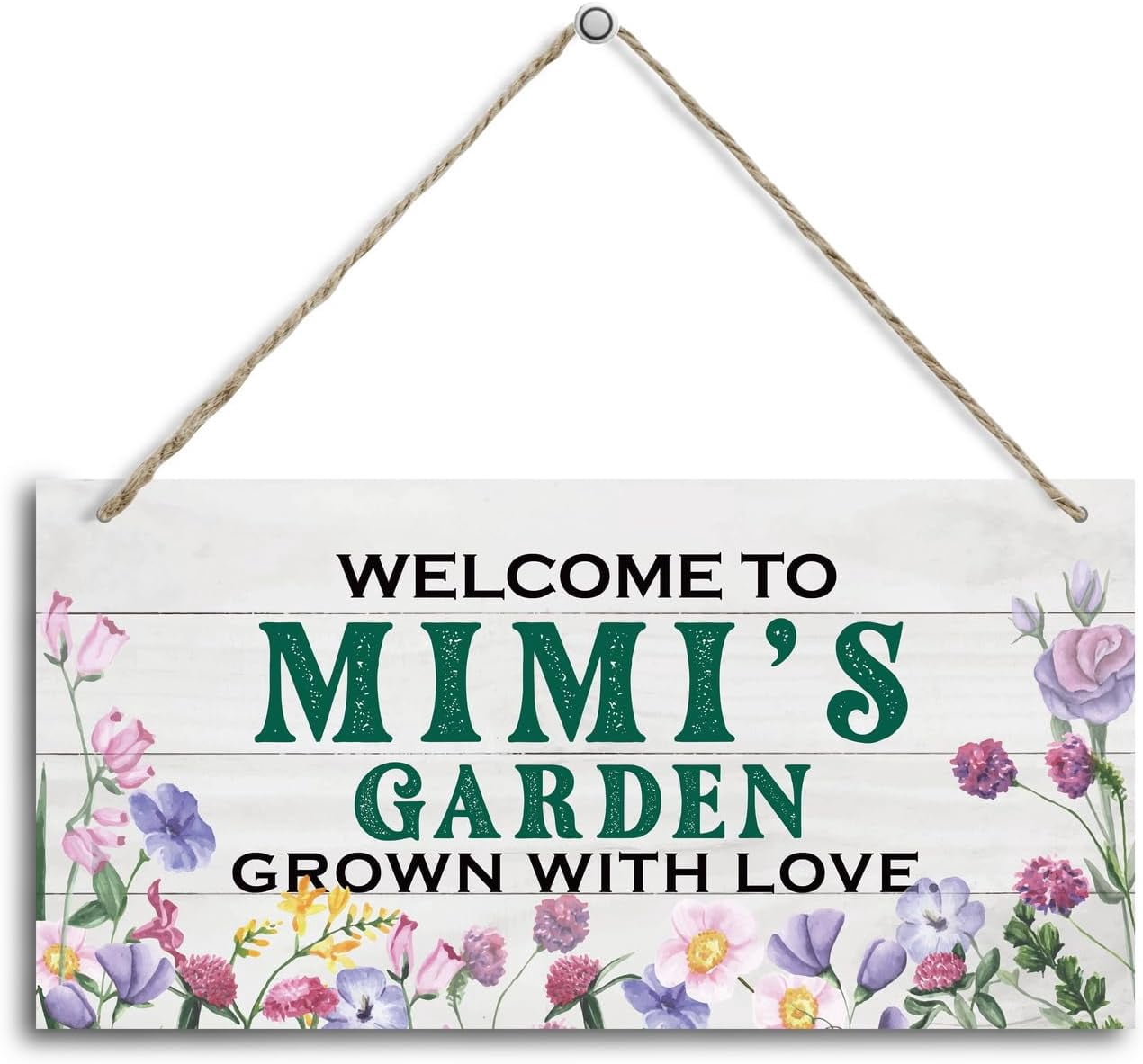 Vintage Style Welcome To Mimi'S Garden Grown With Loved Wood Decor Sign ...