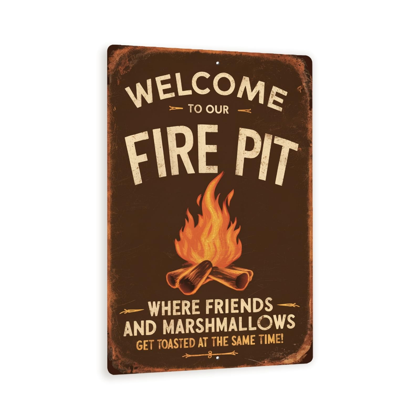 Vintage-Style "Welcome to Our Fire Pit" Metal Sign - Rustic Outdoor ...