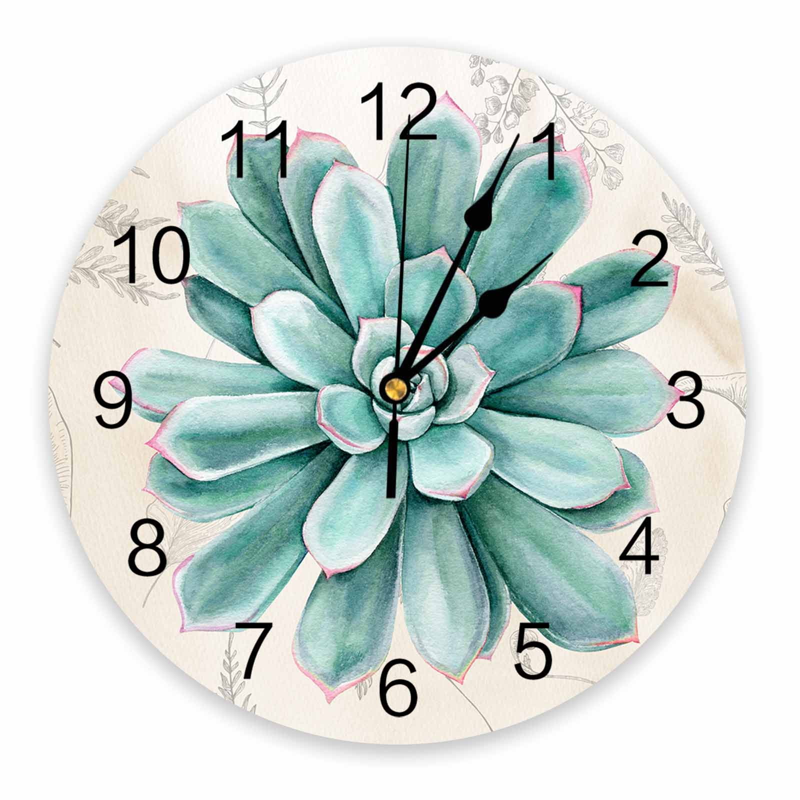 Vintage Succulents PVC Wall Clock Bedroom ration Wall Clock Modern ...