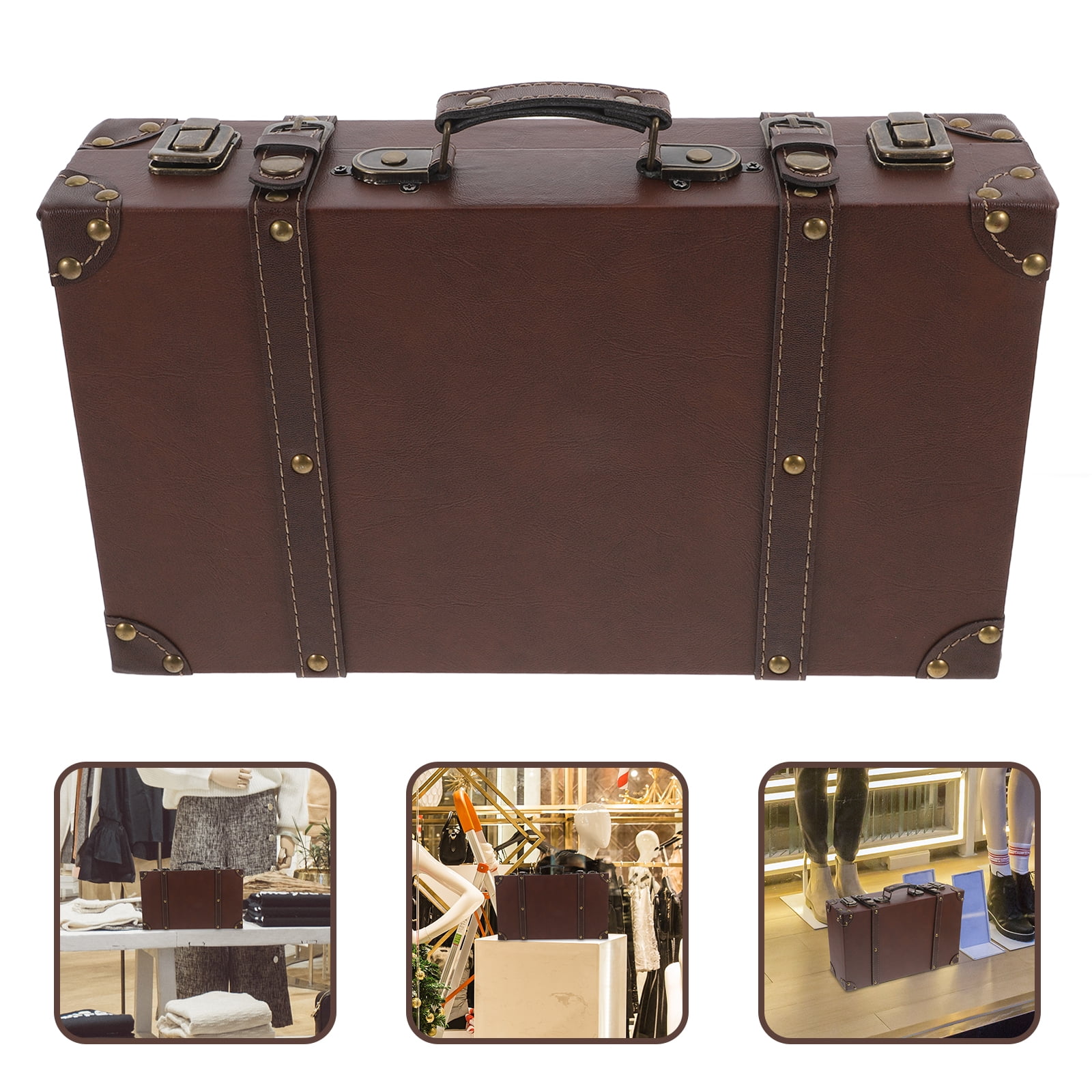 Vintage Suitcase Elegant Leather Luggage Box For Fashion Store Decor ...