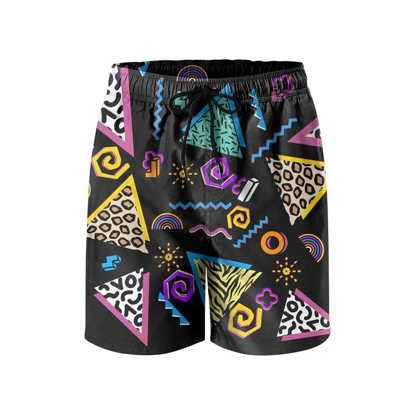 Vintage Summer 80s 90s Swim Big Size Swimwear Men Shorts Dry Memphis ...