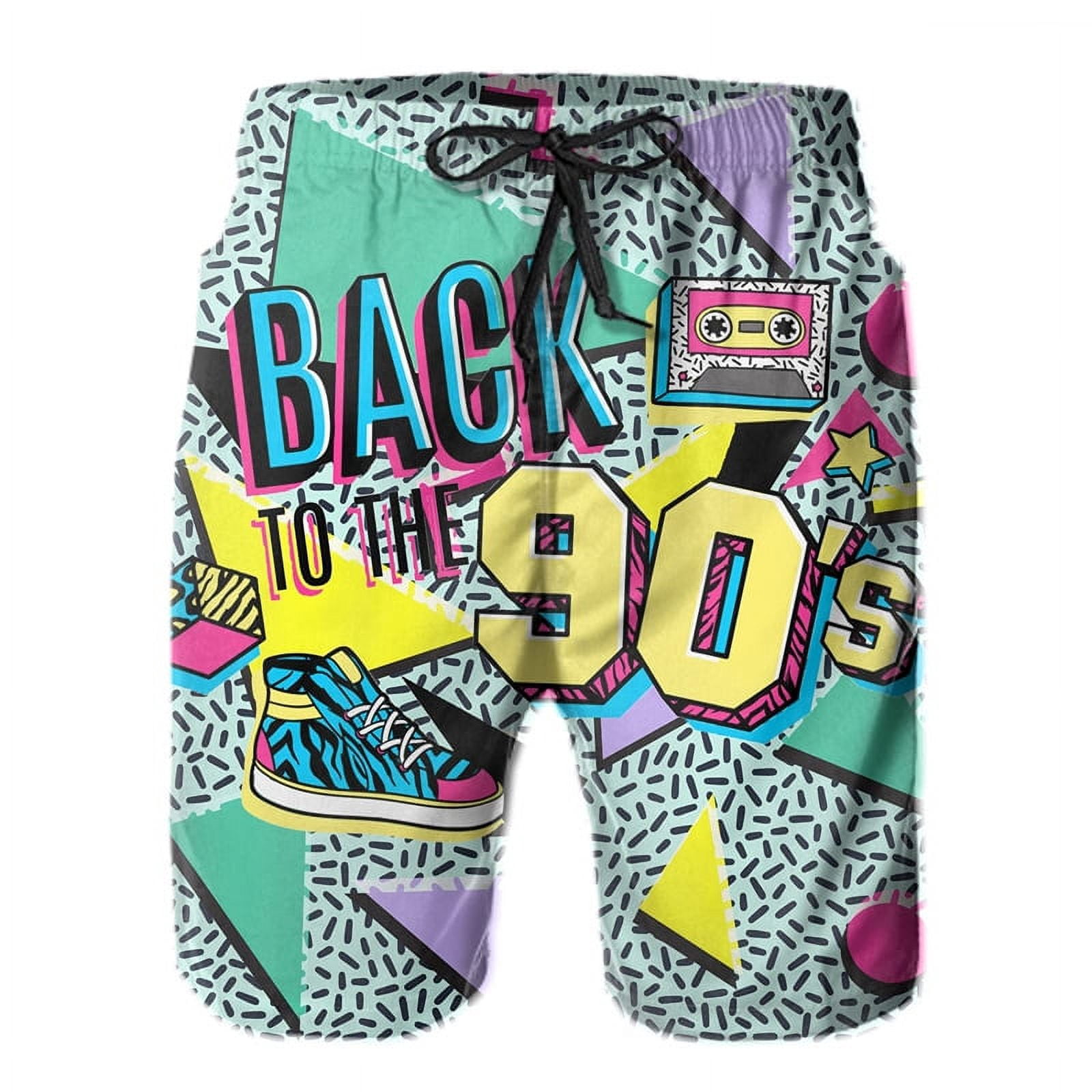 Vintage Summer 80s 90s Swim Big Size Swimwear Men Shorts Dry Memphis ...