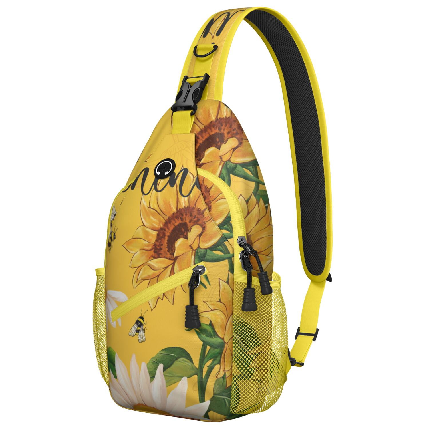 Vintage Sunflower Print Sling Backpack for Women, Boho Floral Crossbody ...