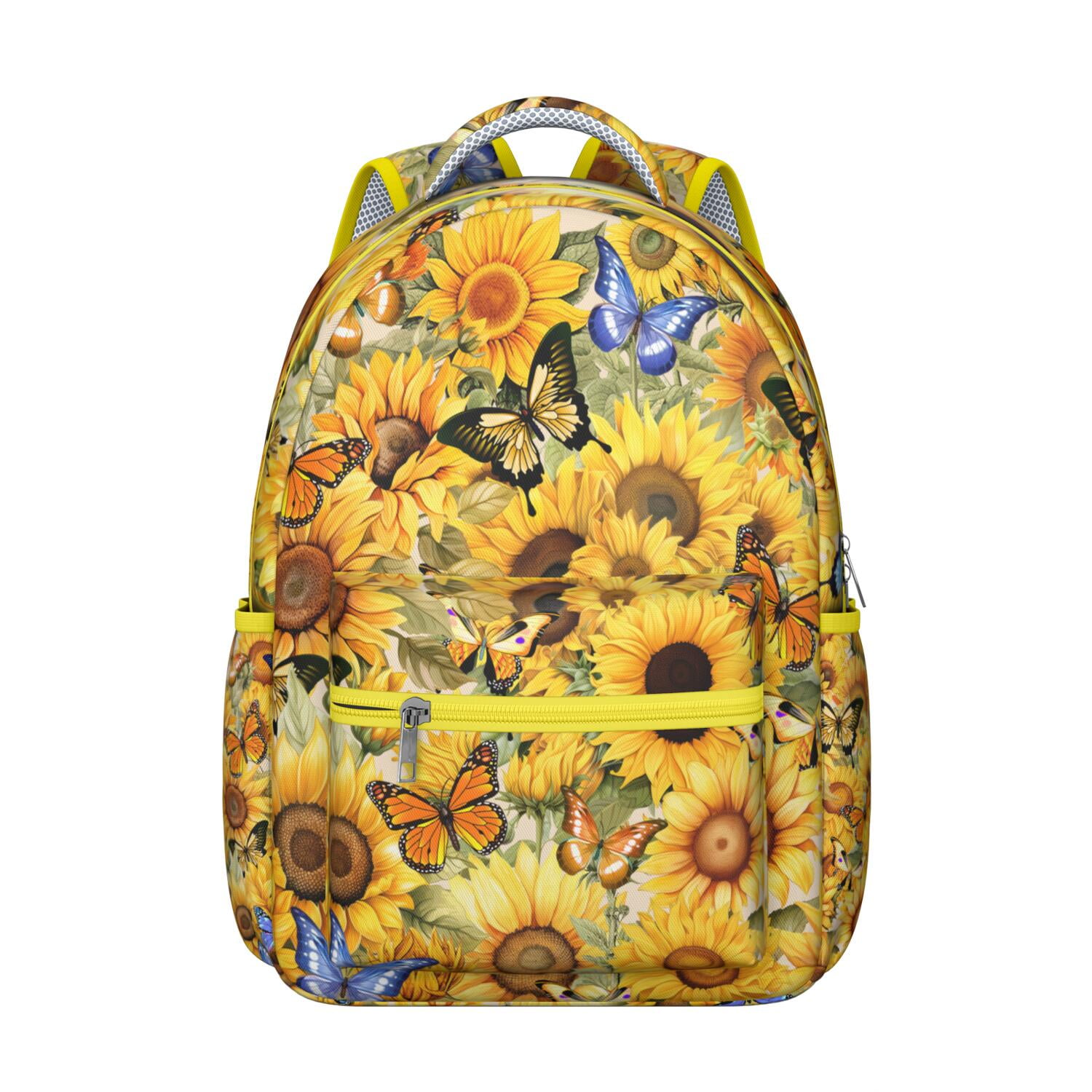 Vintage Sunflower Print Students Backpack Lightweight and Wear ...