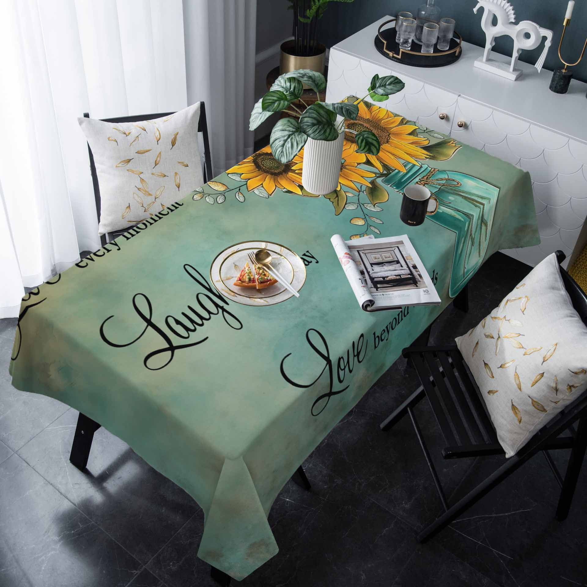 Vintage Sunflower Tablecloth Rectangle Table Cloth 60x120 , Waterproof ...