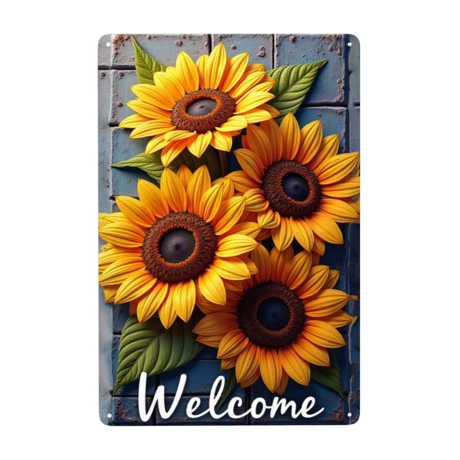 Vintage Sunflower Welcome Metal Tin Sign Farmhouse Decor Sunflower Wall ...
