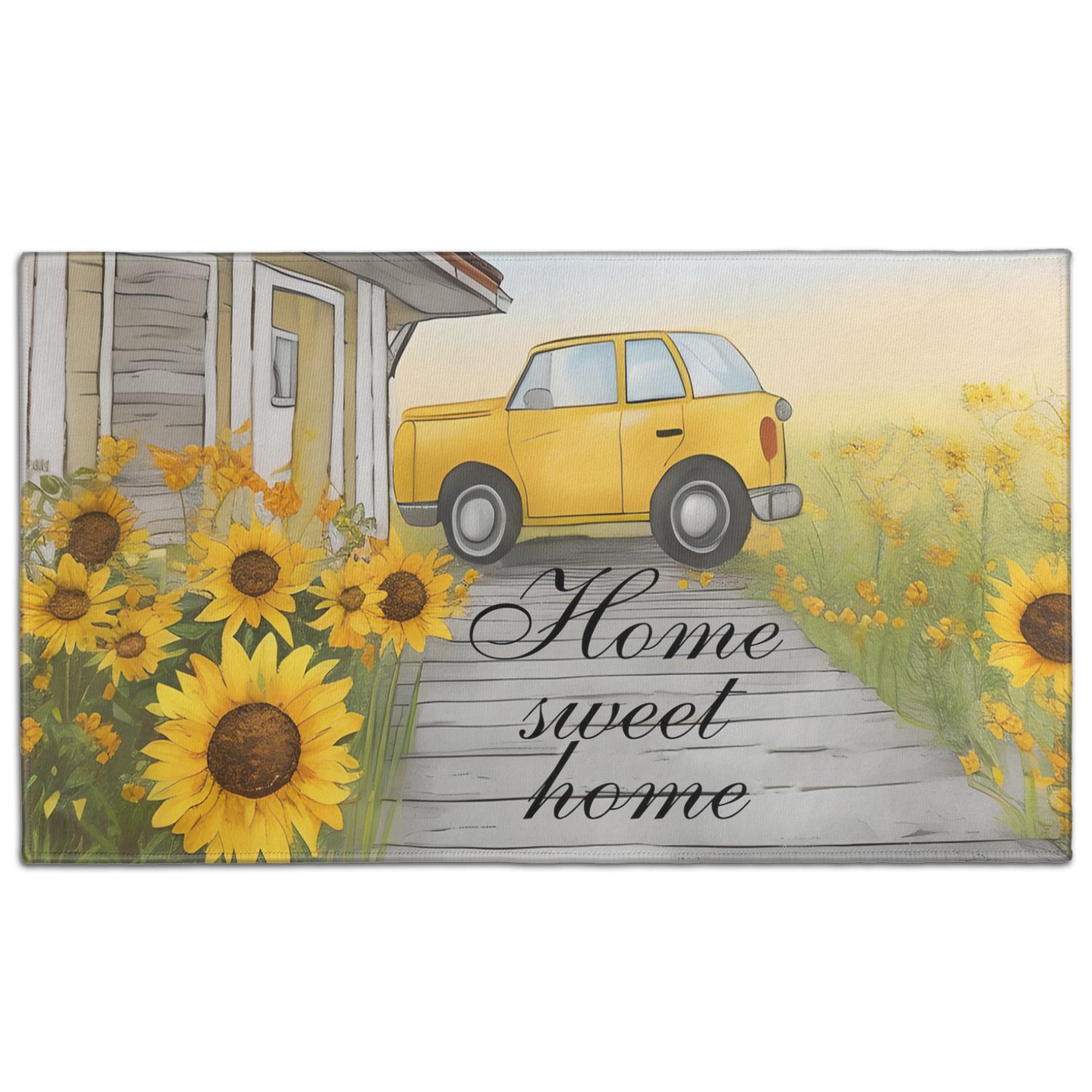 Vintage Sunflowers Country Flowers Black Door Matss for Entry Country ...