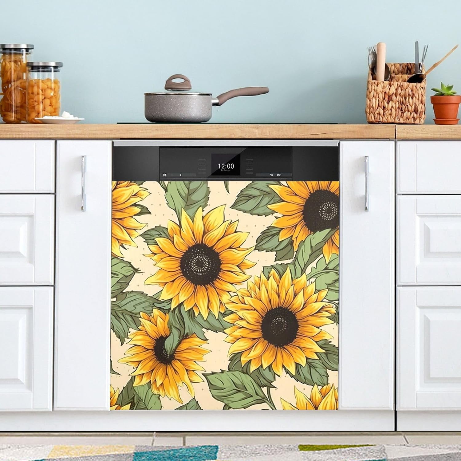 Vintage Sunflowers Dishwasher Magnet Cover Magnetic Dish Washer Front ...