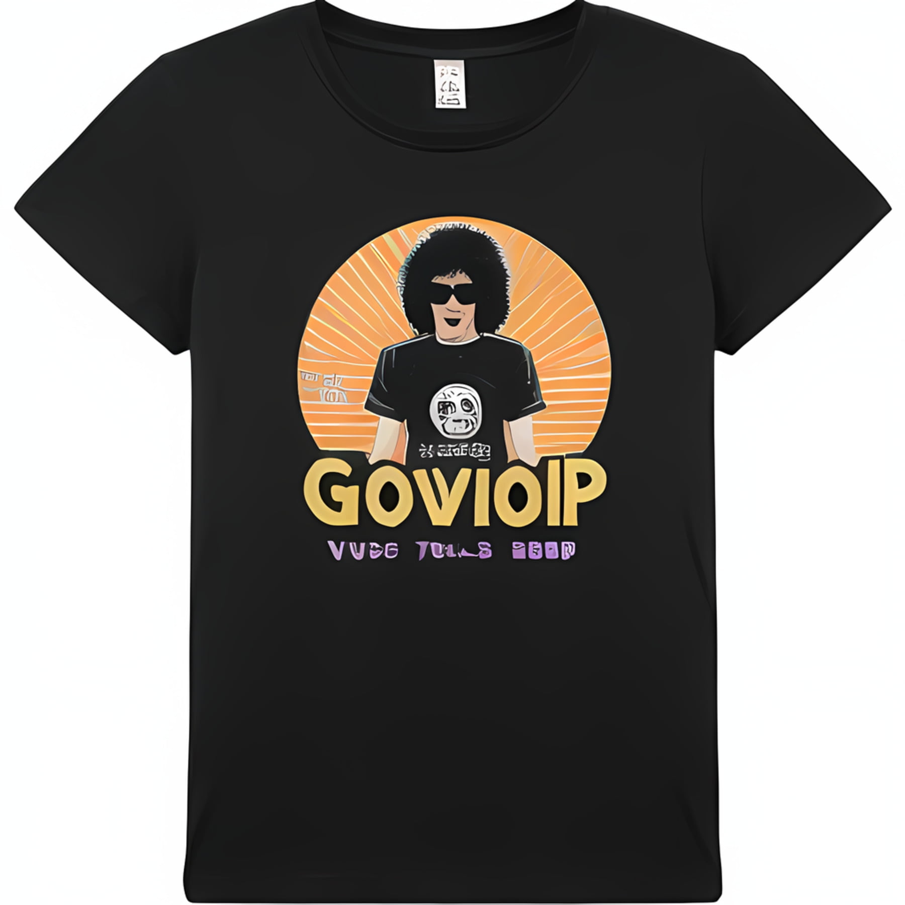 Vintage Sunset Logo Black T-Shirt Mockup with Cartoon Style Gok Time ...