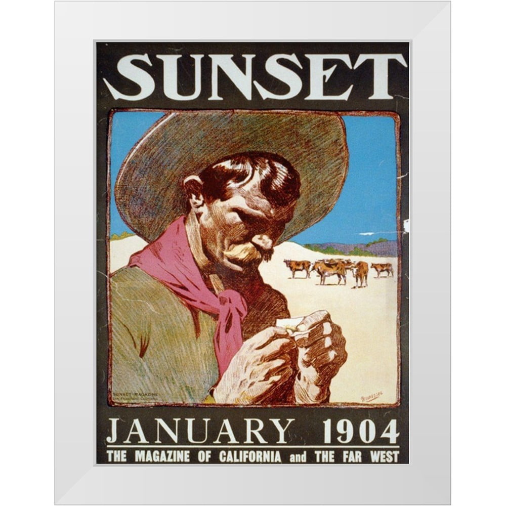 Vintage Sunset Magazine Cover 19x24 White Modern Wood Framed Museum Art ...
