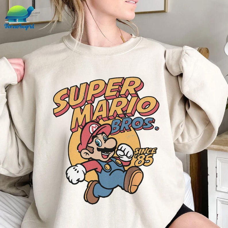 Vintage Super Mario Bros Since 85 Sweatshirt, Retro Mario Gaming Shirt ...