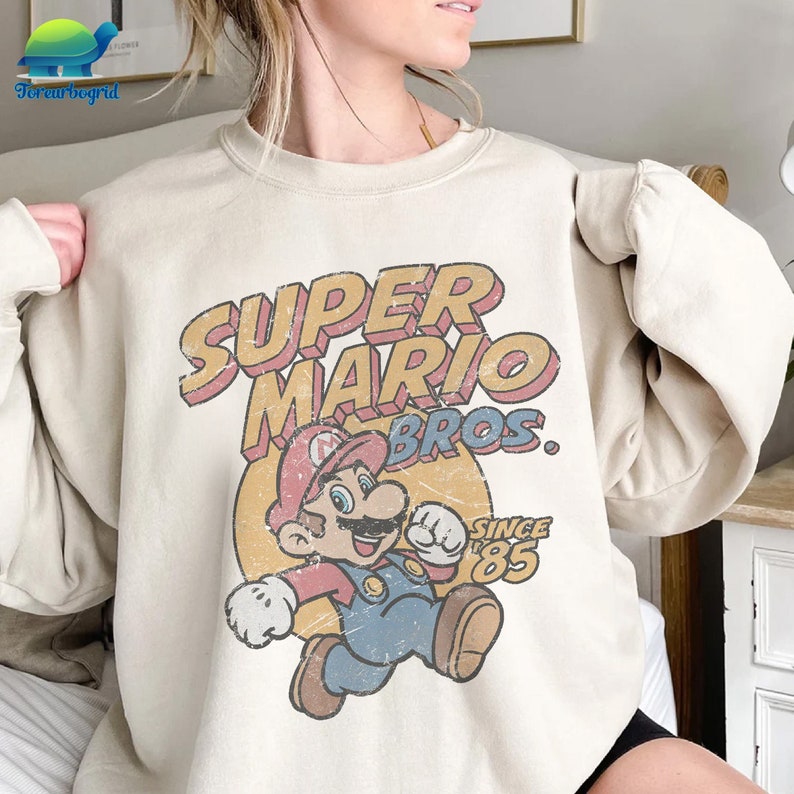 Vintage Super Mario Bros Since 85 Sweatshirt, Retro Mario Gaming Shirt ...