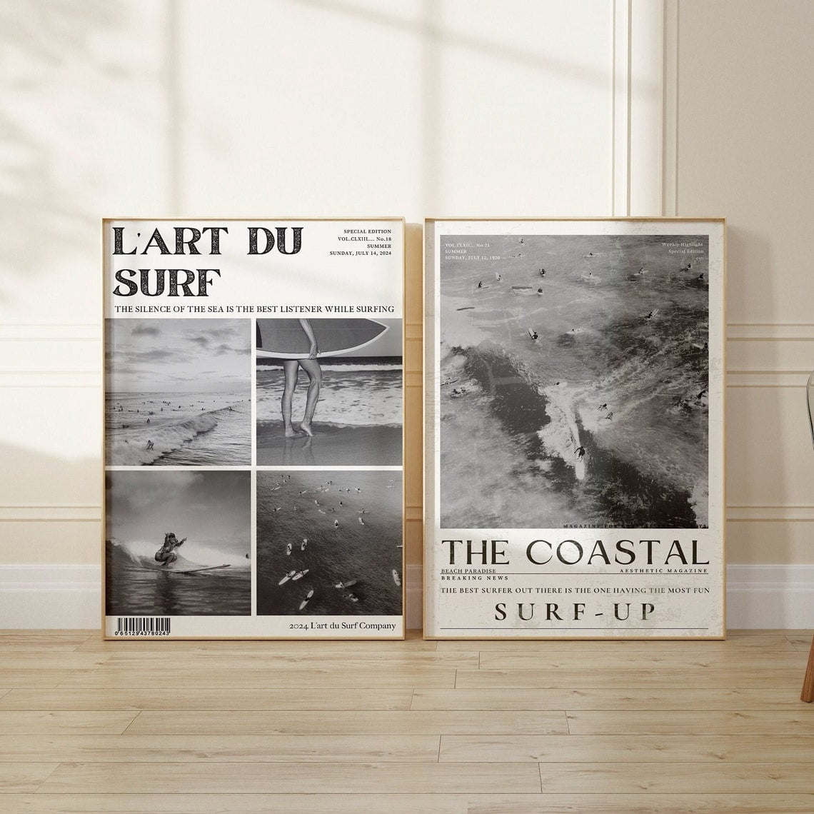 Vintage Surf Magazine Cover Print Retro Coastal Wall Art Set 2 Unframed ...