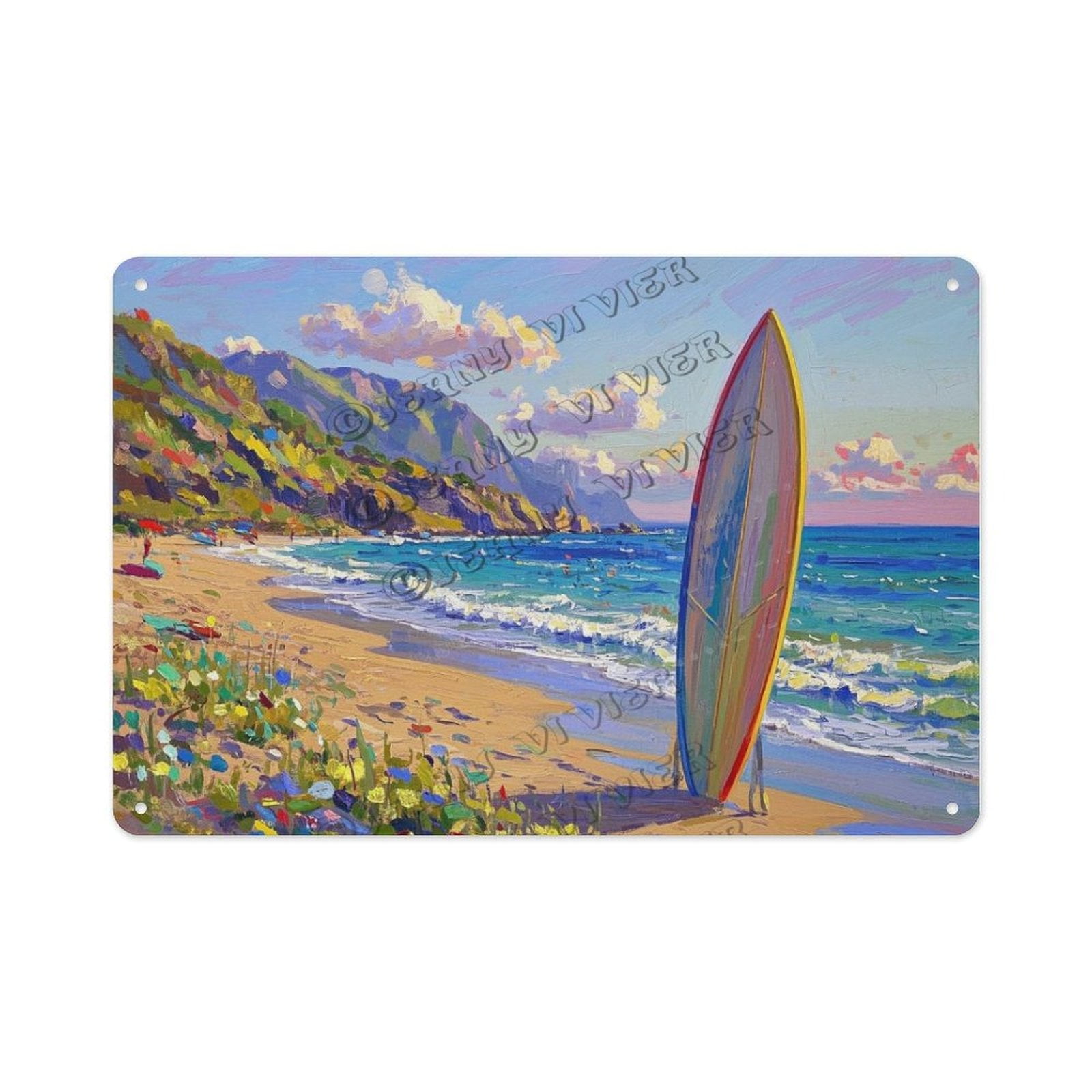 Vintage Surfboard Wall Art Tin Sign – 8x12 Inch Aluminum Sign for Beach ...