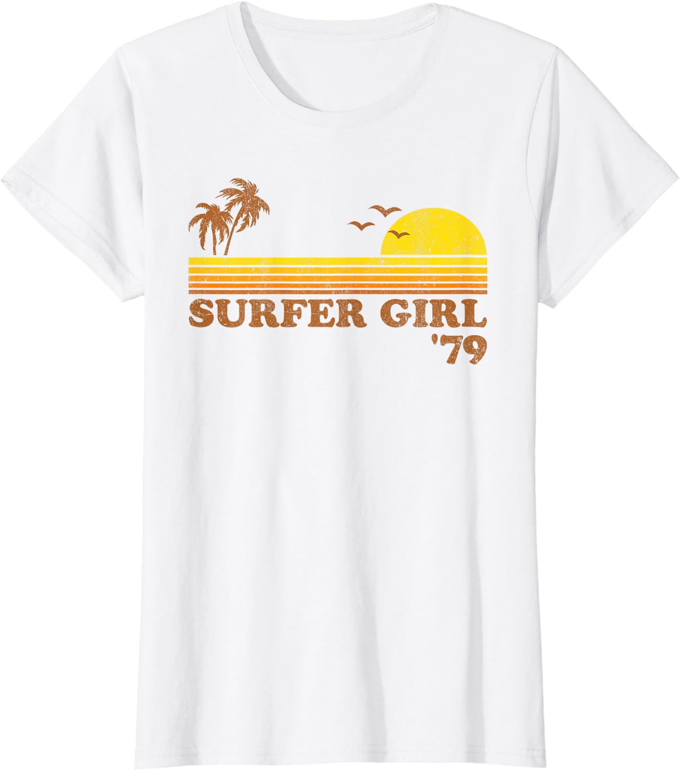 Vintage Surfer Girl Surfing Beach Retro Sunset Surf 70s Gift T-Shirt ...