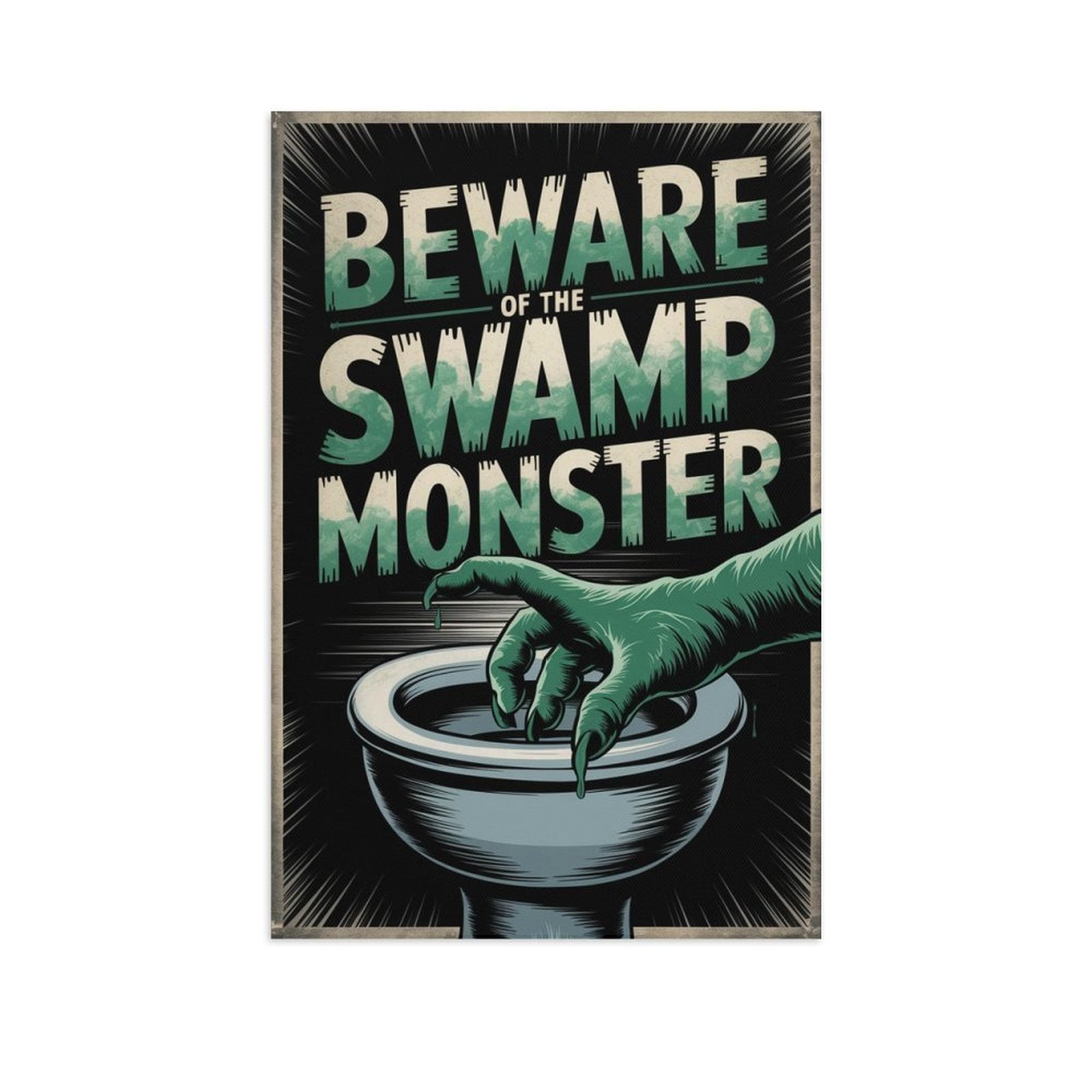 Vintage Swamp Monster Bathroom Sign Funny Retro Horror Wall Decor ...