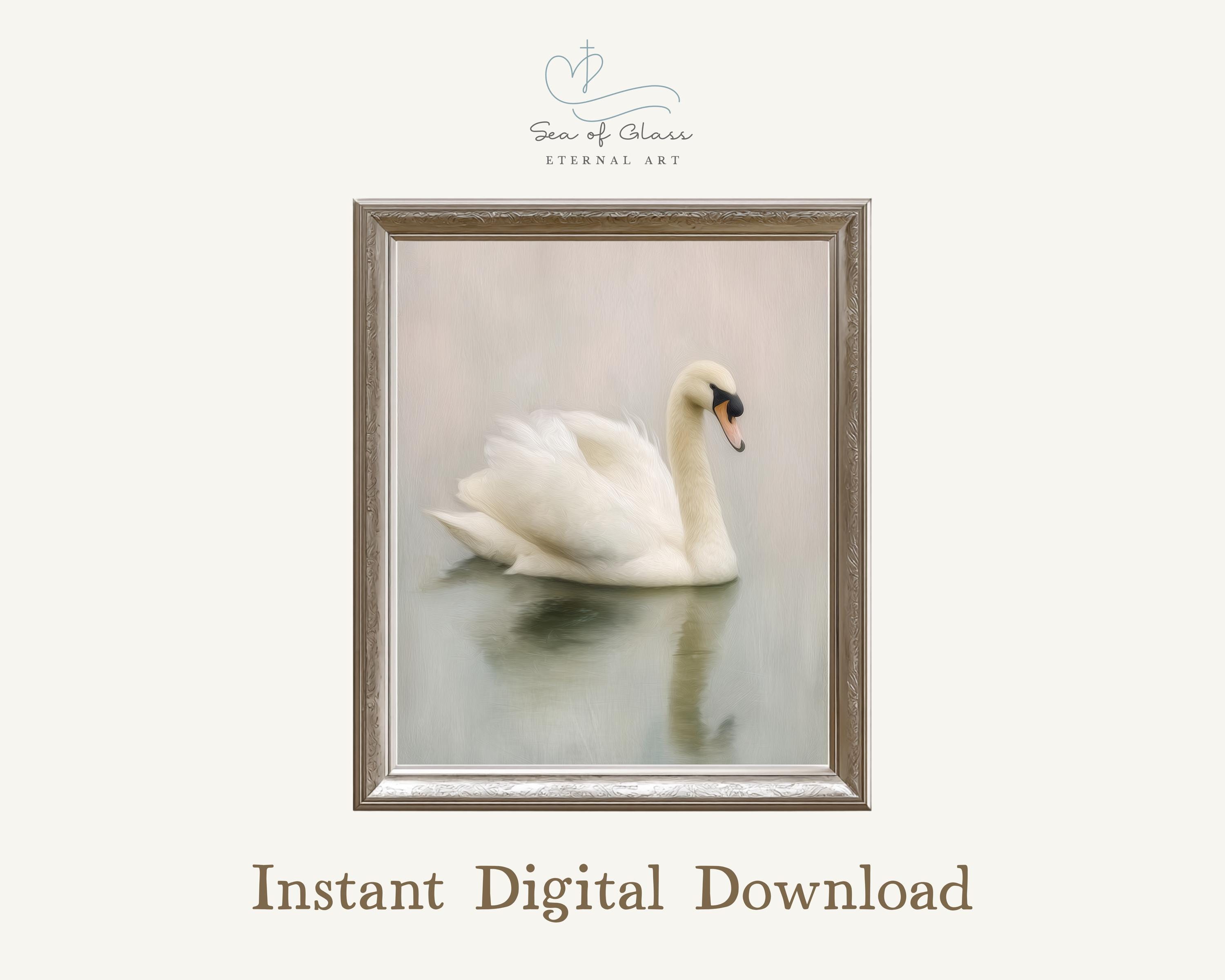 Vintage Swan Poster Blush Pink Cottagecore French Country Art, Romantic ...