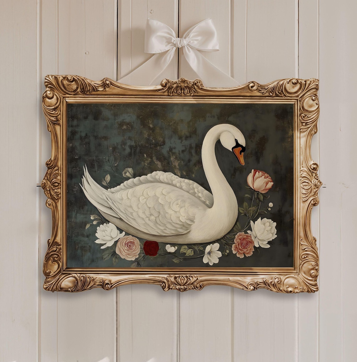 Vintage Swan Poster Neutral Moody Bird Poster Moody Vintage Printable ...