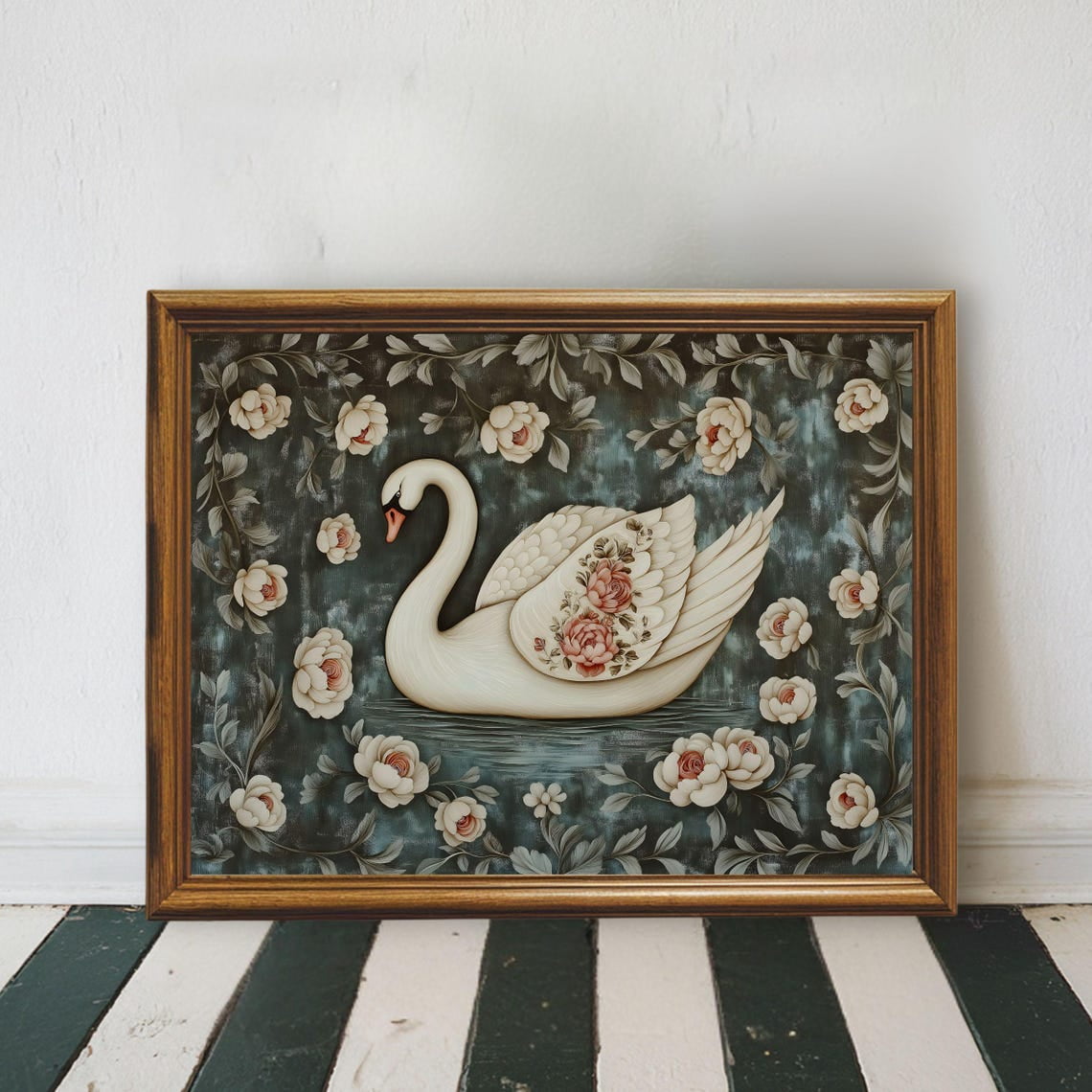 Vintage Swan Print, Neutral Moody Bird Print, Moody Vintage Printable ...